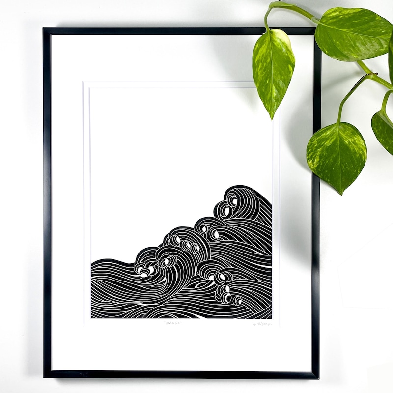 Linocut Landscape - Etsy