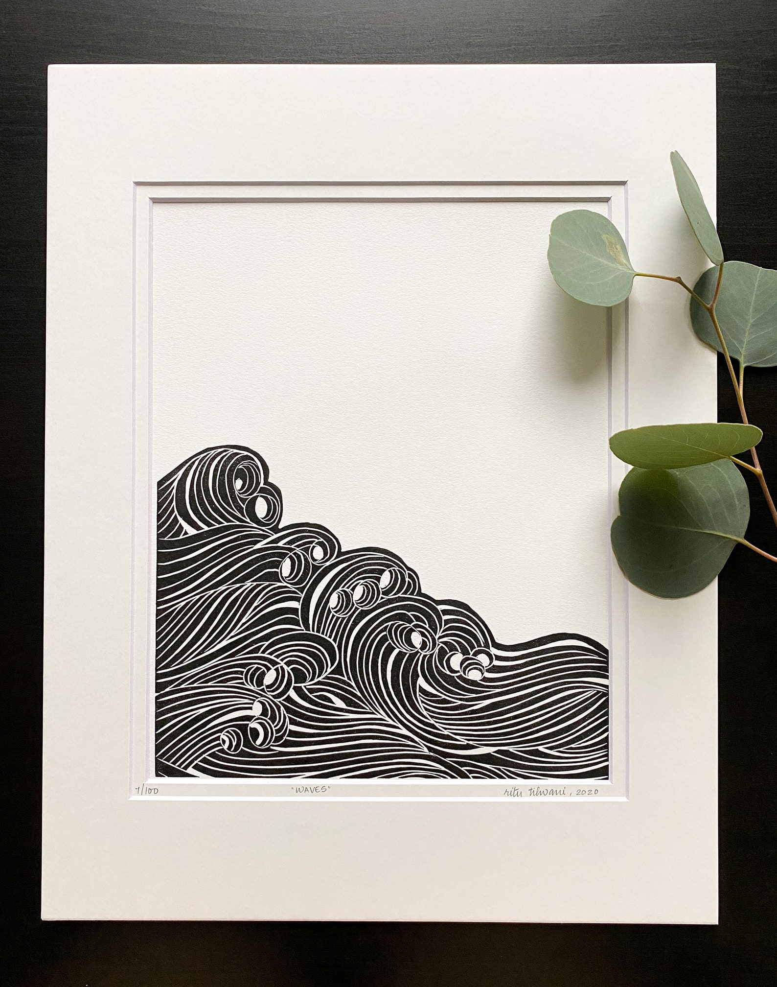 Waves linocut Waves art Minimalist art Ocean inspired art | Etsy