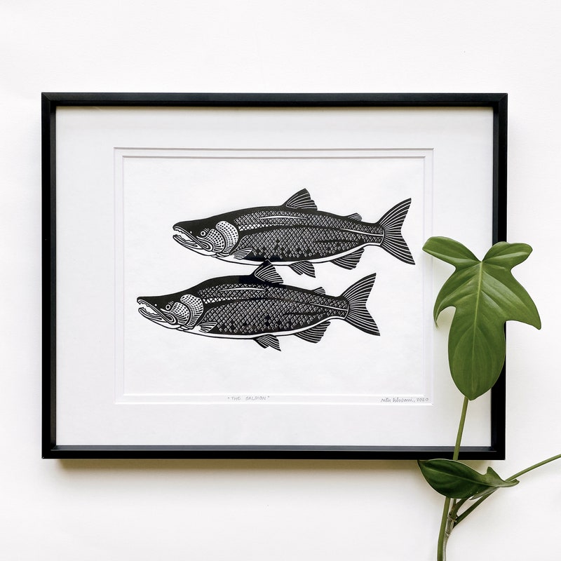 Fish Linocut - Etsy