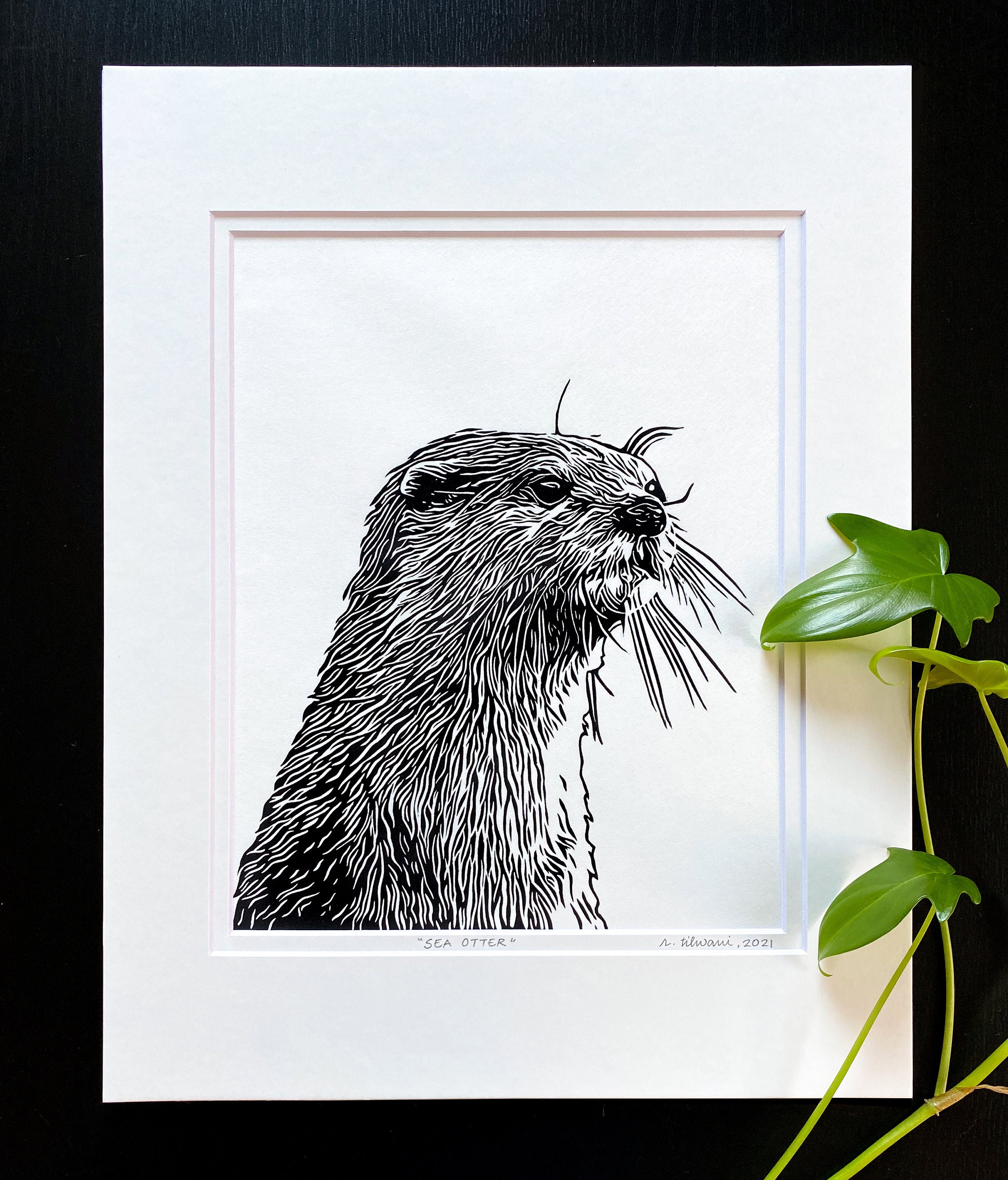 Sea Otter Linocut Seaotter Hand Printed Original Linocut - Etsy