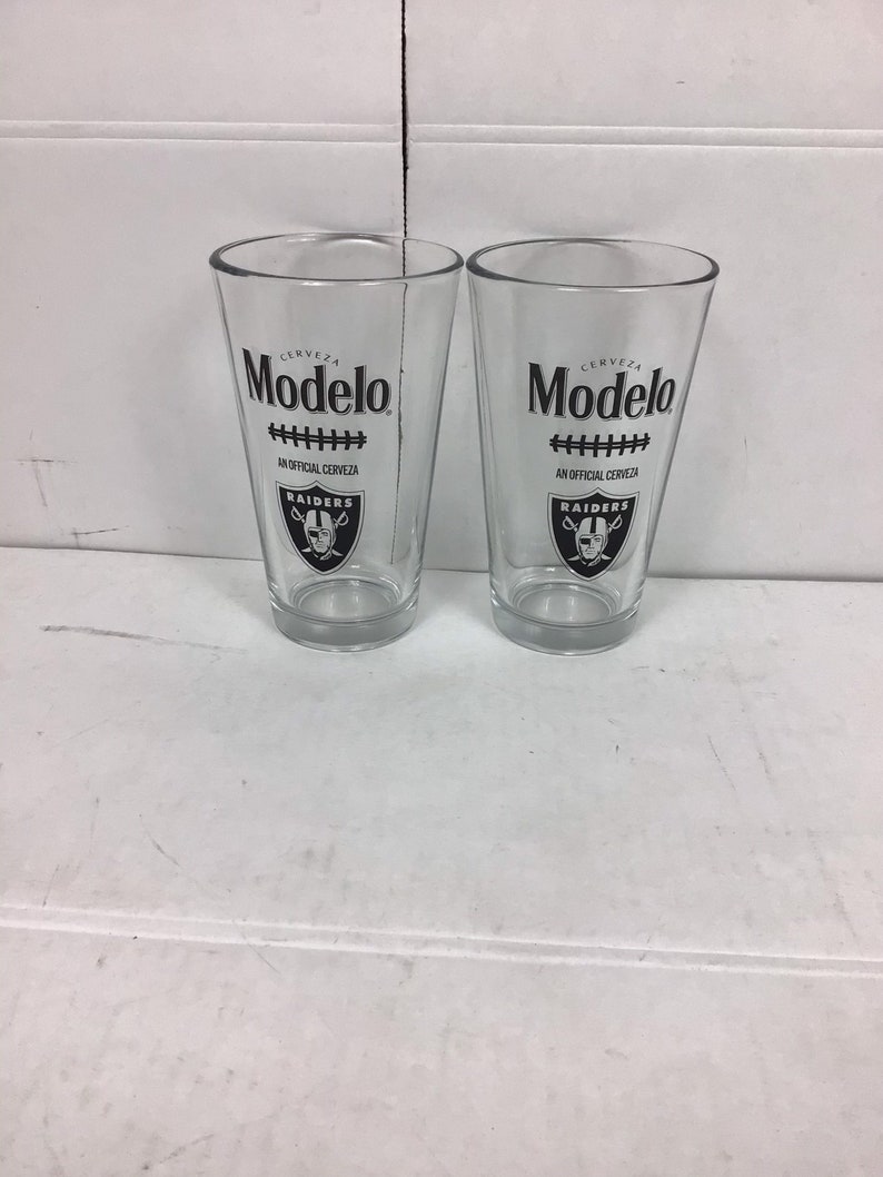 Las Vegas Raiders & Modelo Beer Set of 2 Glass Cups Man Cave - Etsy