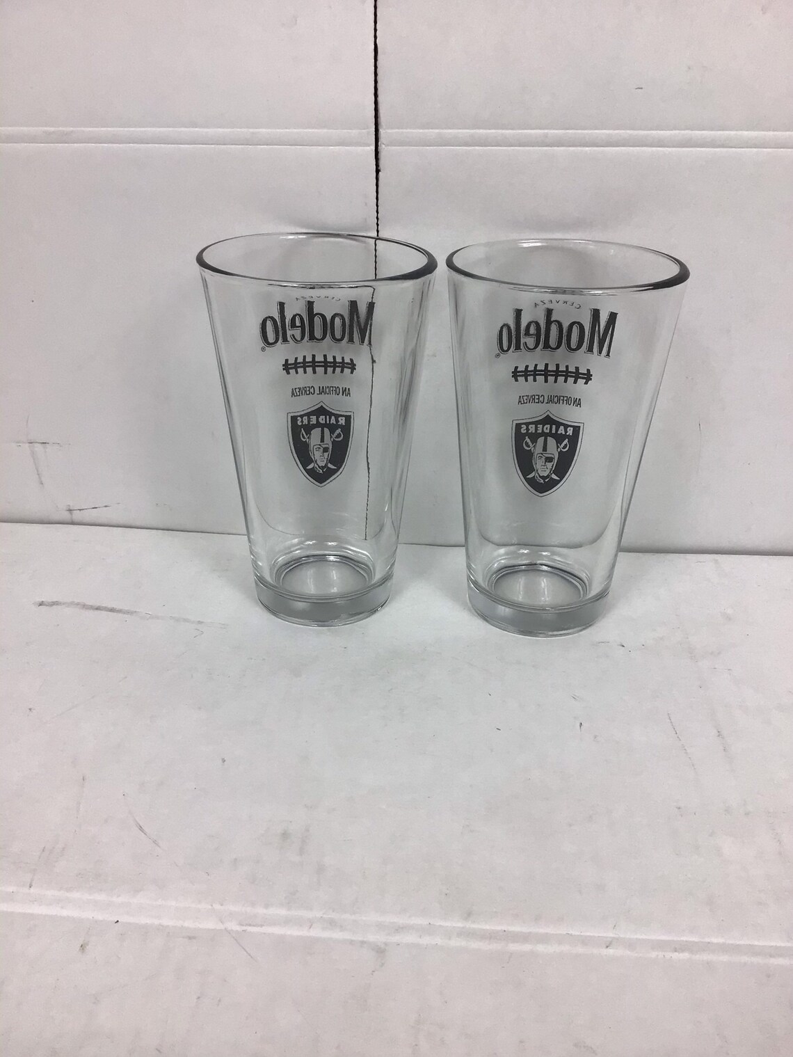 Las Vegas Raiders & Modelo Beer Set of 2 Glass Cups Man Cave - Etsy