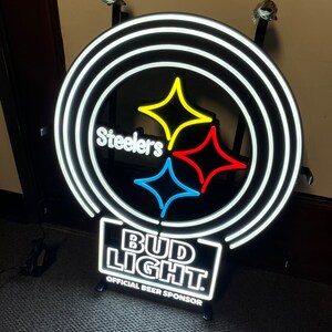Bud Light Pittsburgh Steelers Led Beer Display Sign Man Cave Sign - Etsy