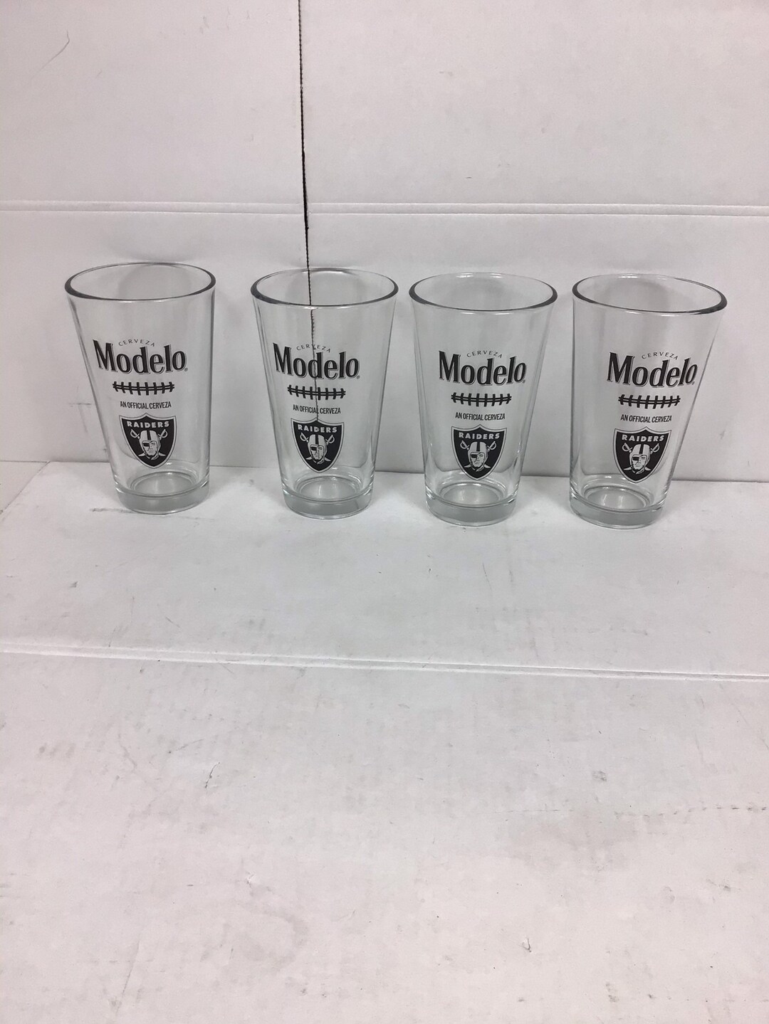 Las Vegas Raiders & Modelo Beer Set of 4 Glass Cups Man Cave - Etsy