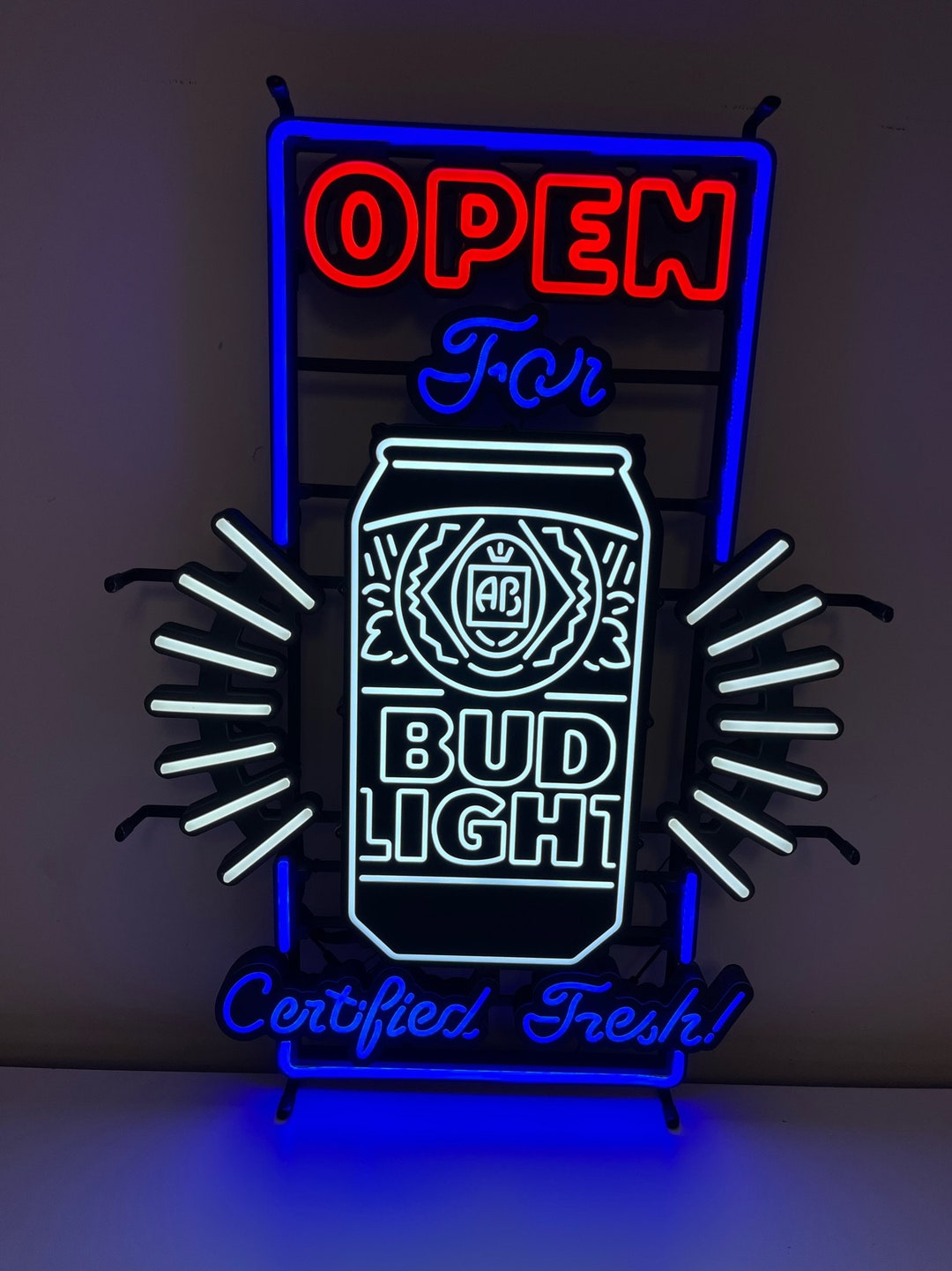 Bud Light Beer Led Sign Open for Certified Fresh Beer Sign Man Cave ...