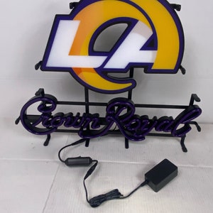 LA Rams Football Crown Royal Liquor Optical Neon LED Sign, Man Cave ...