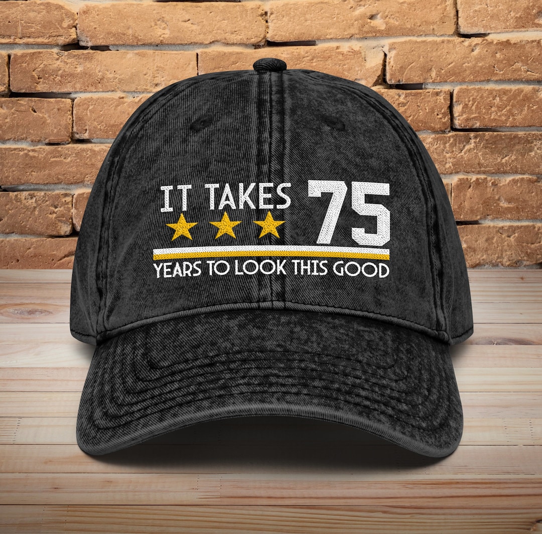 75th Birthday Embroidered Hat Dad Hat • Gift for 75th • Vintage Cotton ...