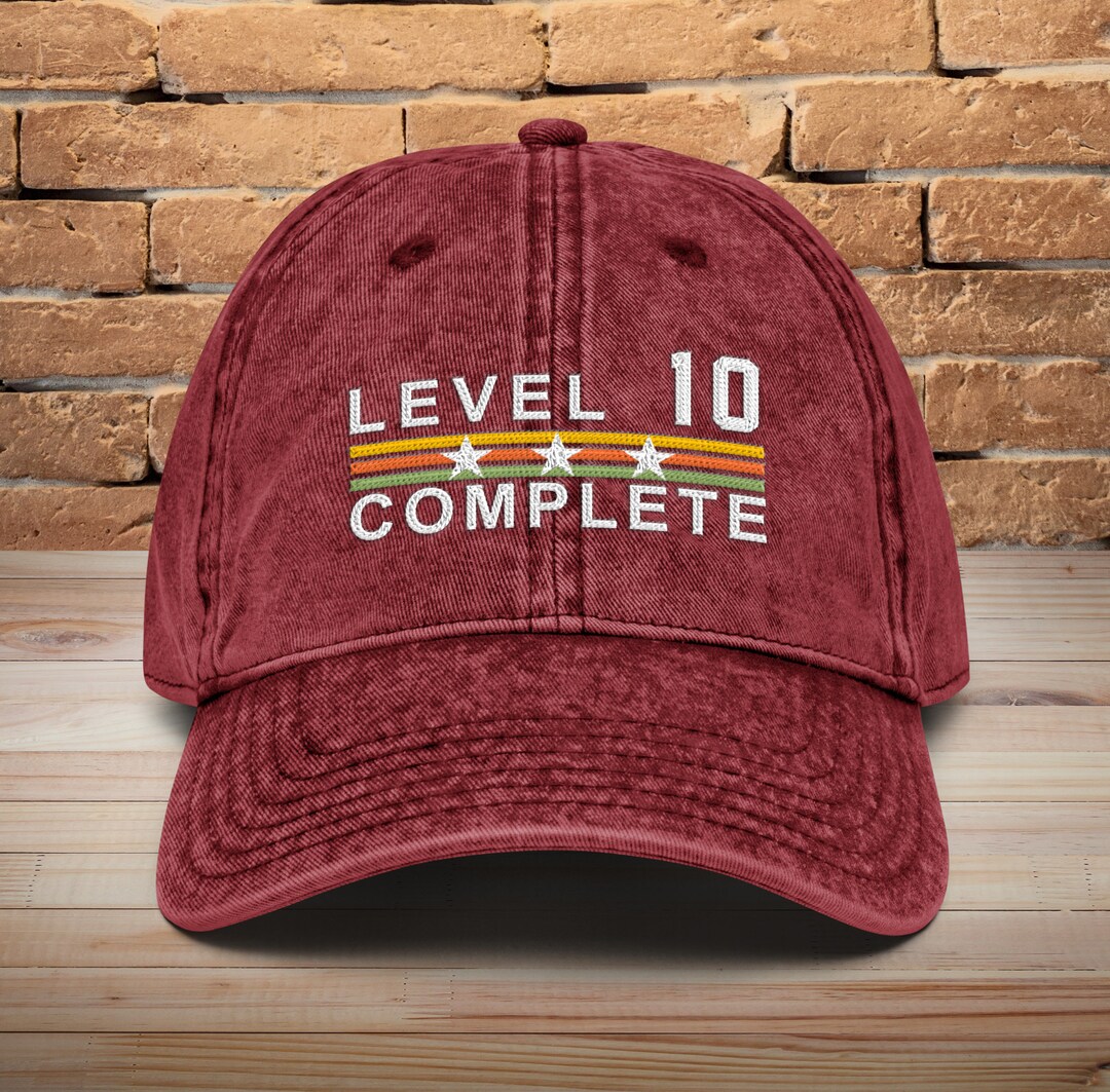 10th Anniversary Embroidered Hat: Retro Vintage Level 10 Complete - Etsy