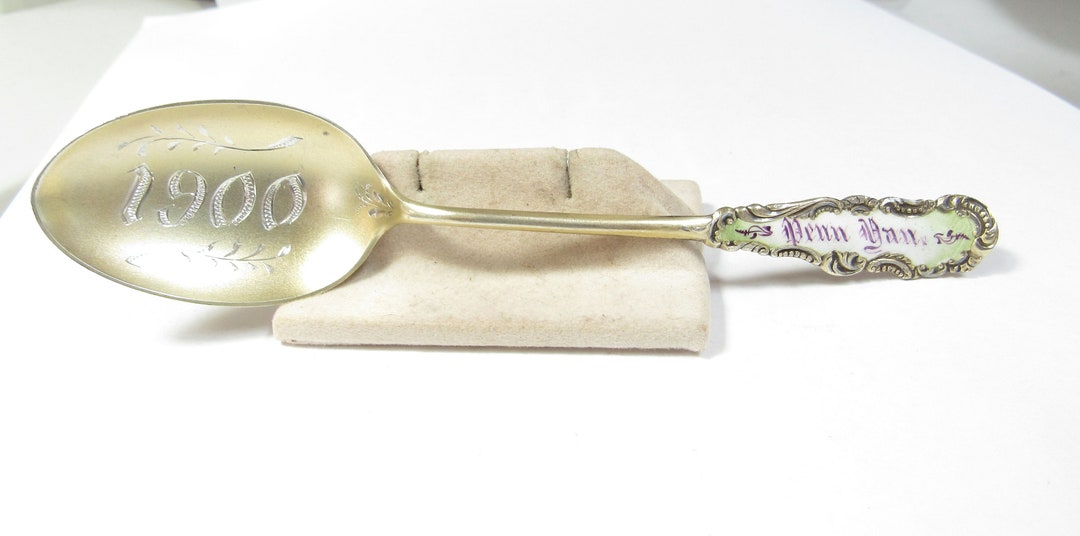Quick Flip/ Collectors Sterling SILVER Spoon Enameled Dated 1900 From ...
