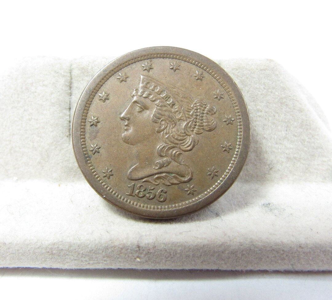 United States 1856 Braided Hair 1/2 Half Cent Copper COIN Choice Brown ...
