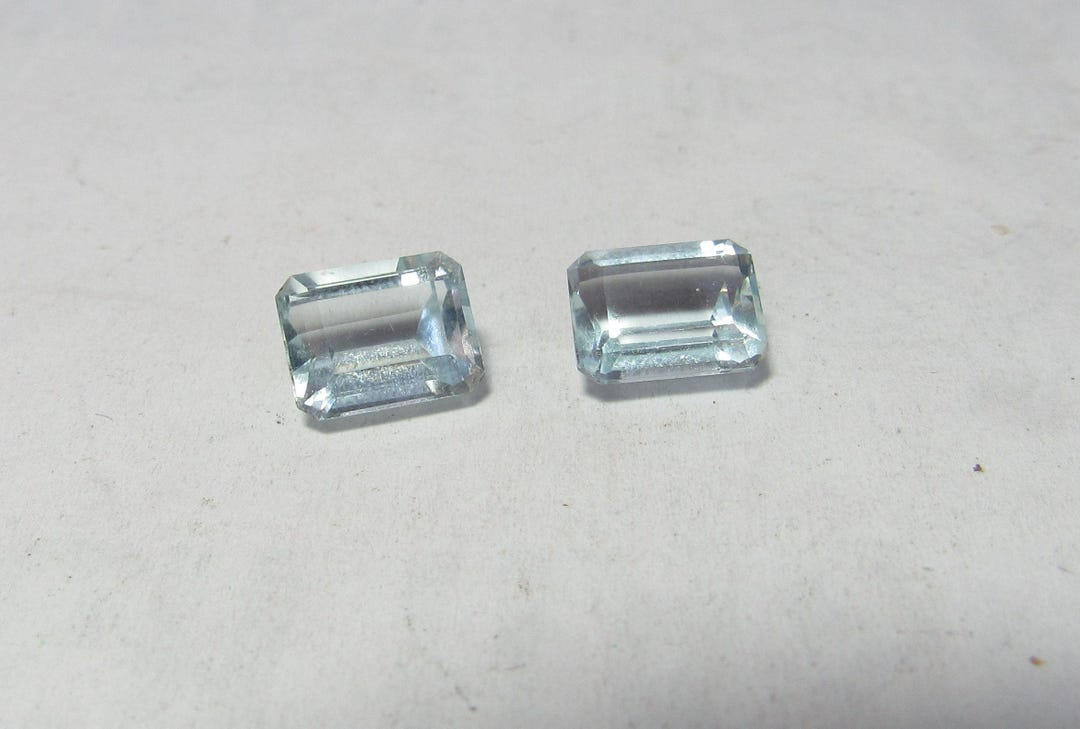 Two Matching Light Blue Emerald Cut Loose Natural Aquamarine Gemstones ...