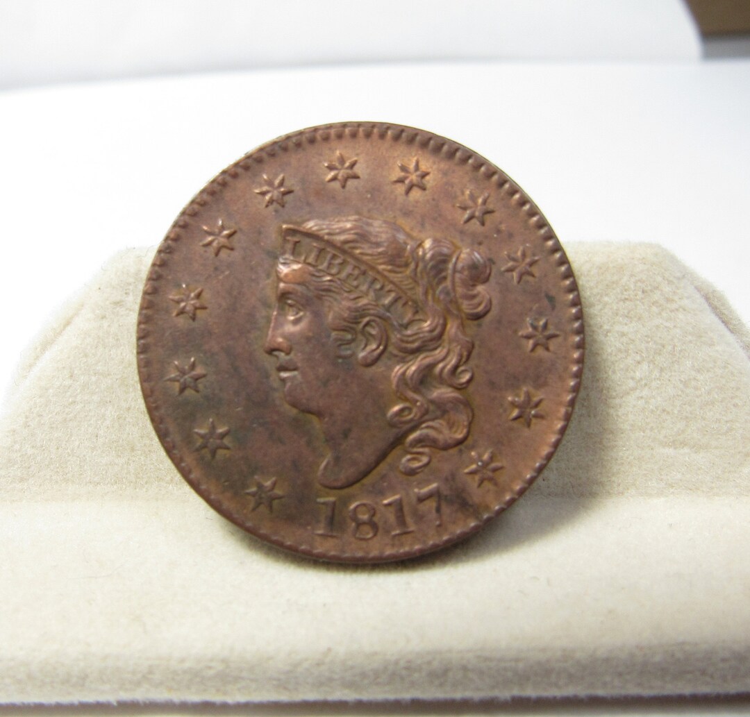Coronet Large Cent 1817 (13) Stars United States Copper Coin AU + - Etsy