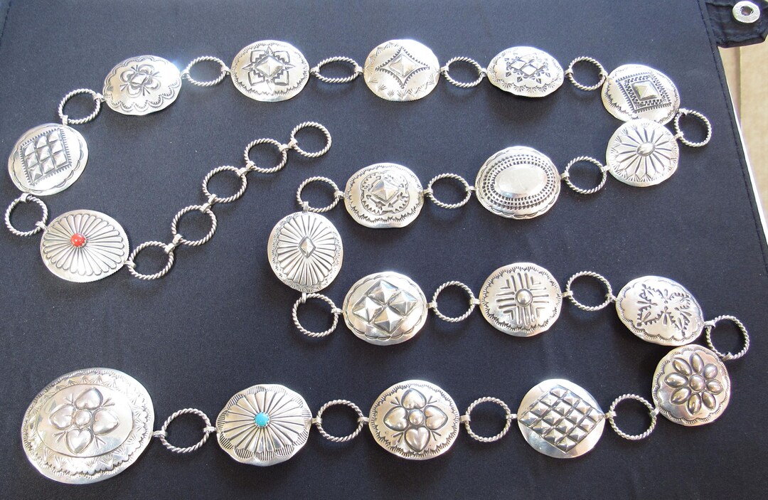 Adjustable Native American Sterling Silver Navajo Concha Belt up to 42 ...
