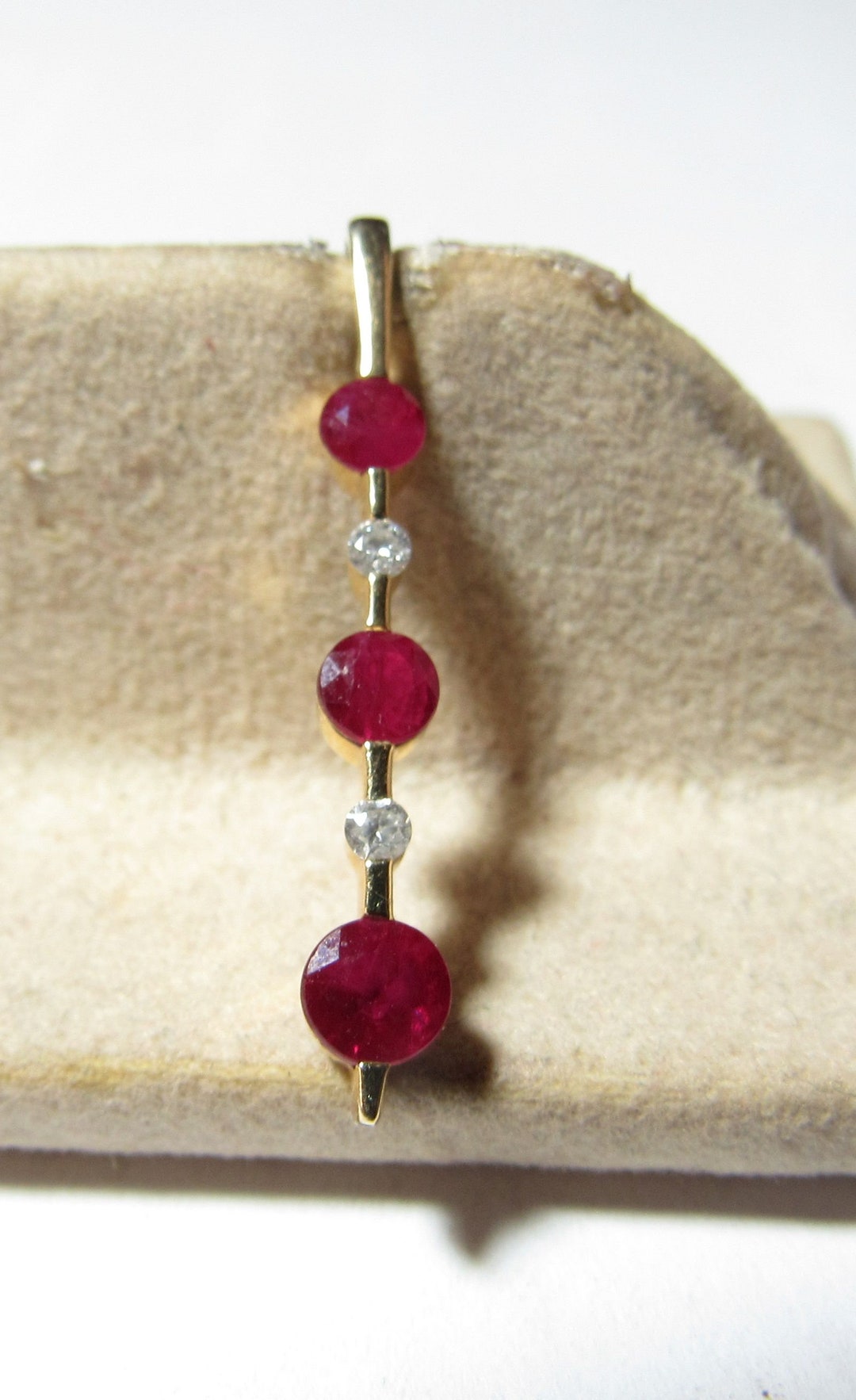 BEAUTIFUL 14K Solid GOLD Blood Red Natural Ruby and Diamond Pendant - Etsy