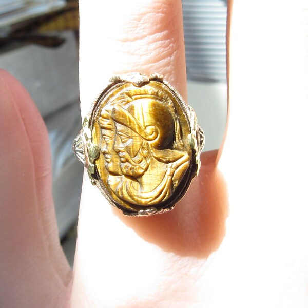 Mens Vintage Carved Tiger Eye Ring - Etsy