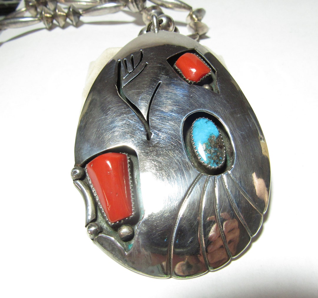 Hand Crafted Native American Southwestern Large SHADOW BOX Pendant and ...