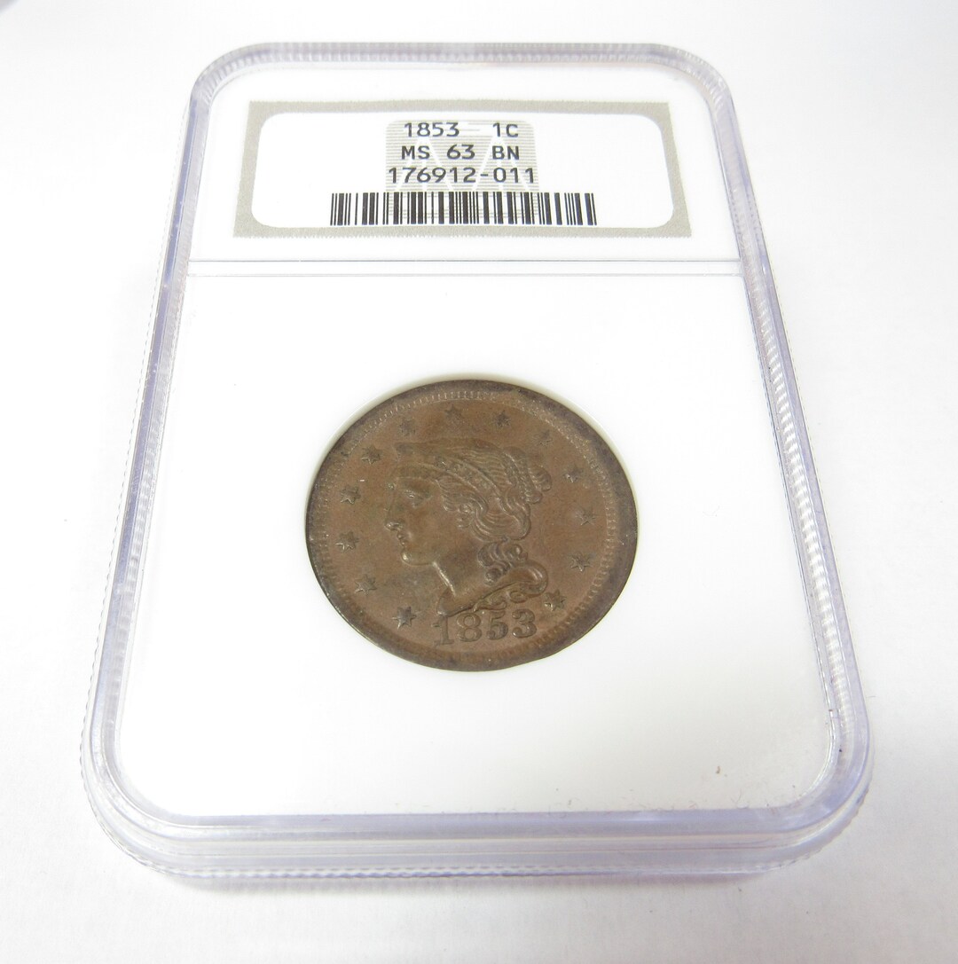Large Cent Braided 1853 Copper United States Coin NGC MS 63 BN - Etsy