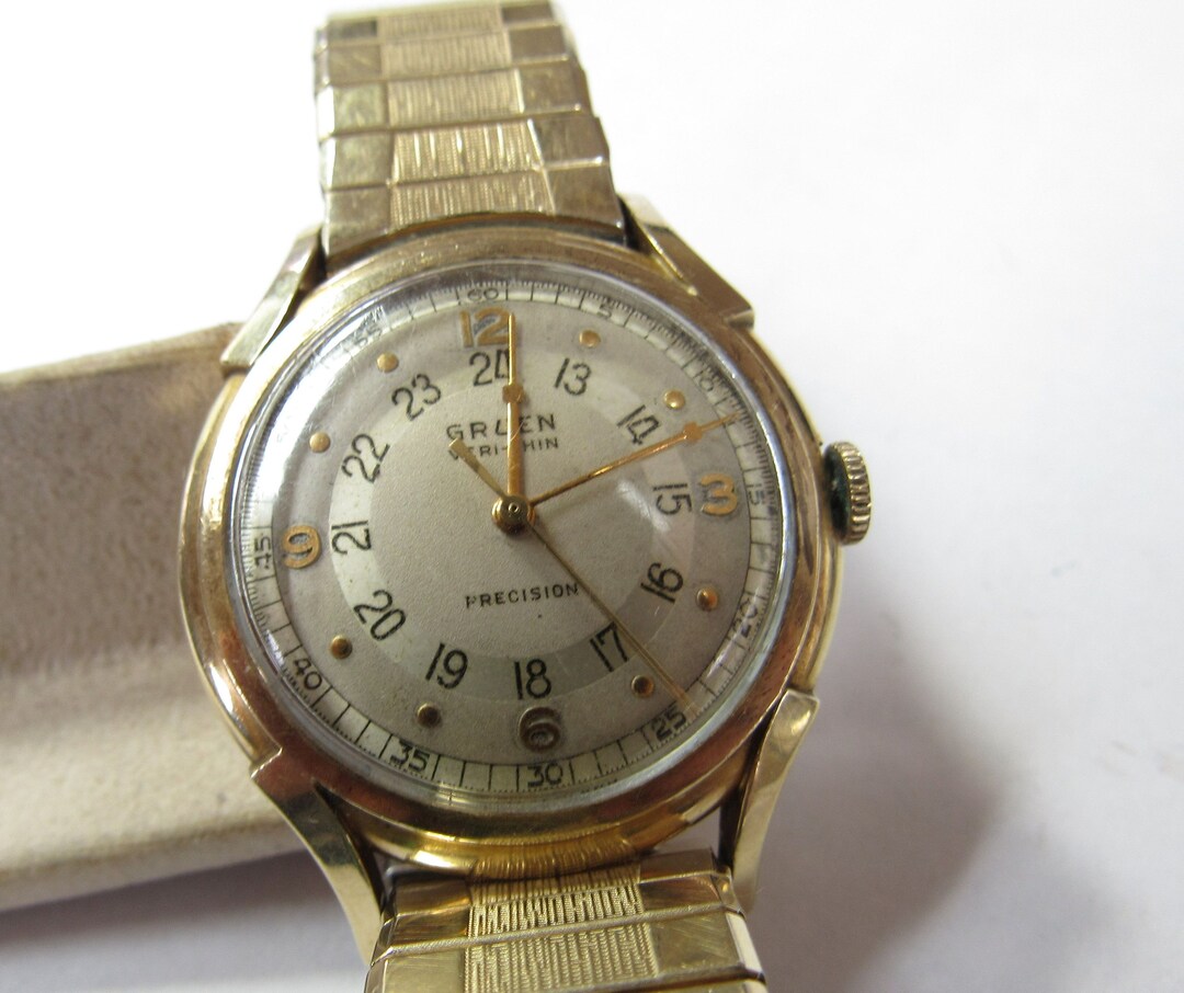 Pan Am Vintage 1940s Gruen Veri-thin 14k Solid Gold Wrist Watch / Runs ...