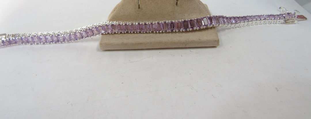 Solid Sterling SILVER 7 1/2 " Line Bracelet With 27.CTS of Purple ...