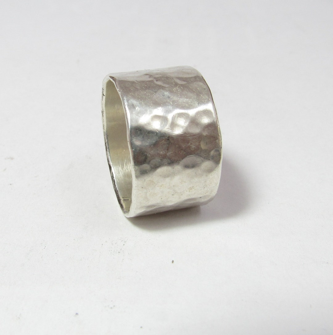 Vintage Men's Wide Hammered Solid Sterling RING - Etsy