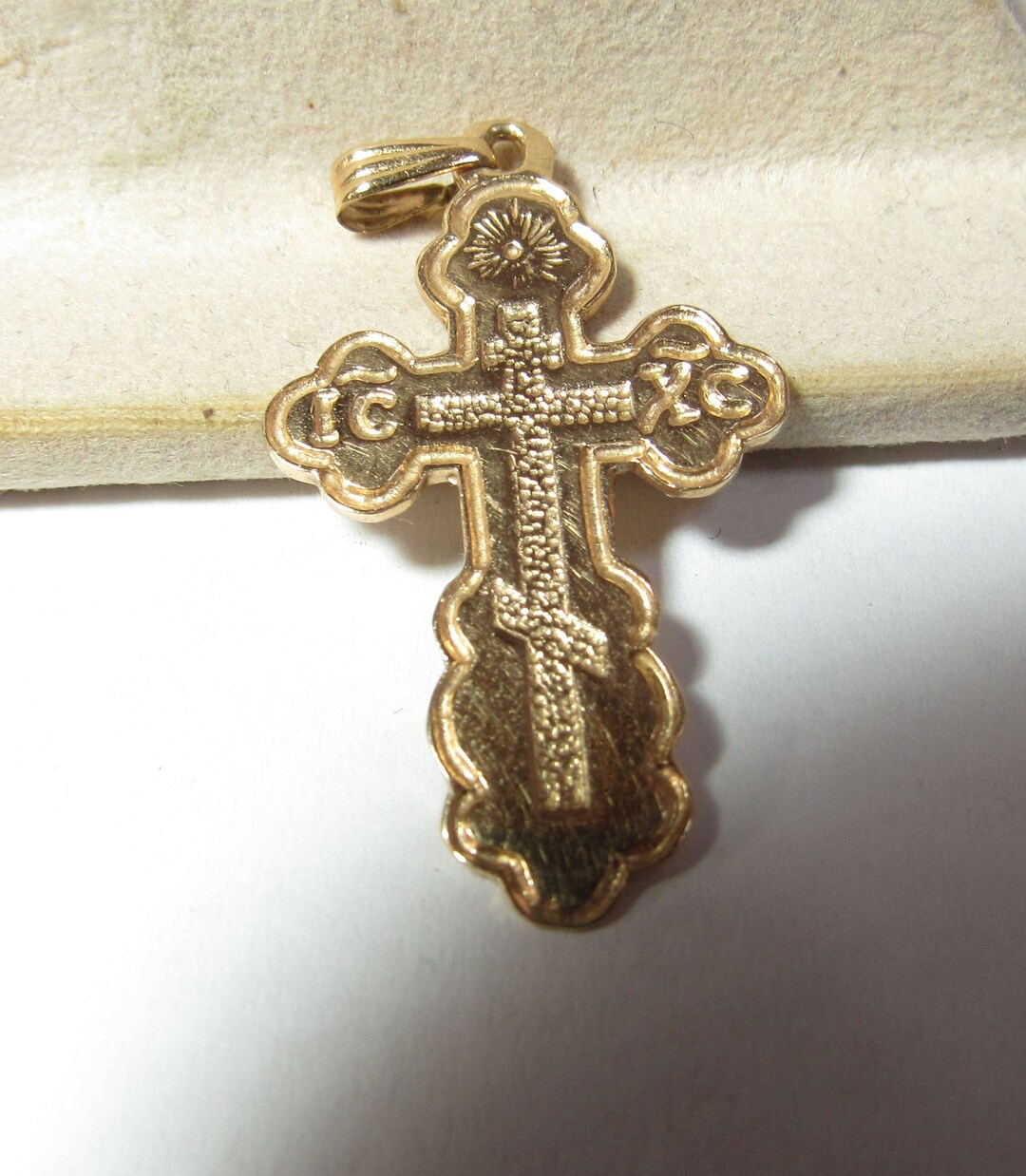 Solid 14K GOLD Orthodox Cross Pendant IC XC - Etsy