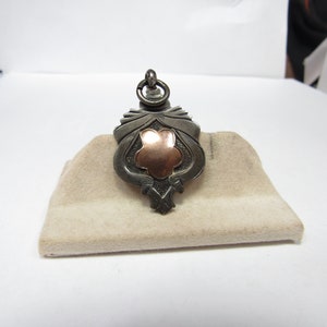 Victorian Sterling SILVER and 14K Gold Shield Fob From Forest Gate ...