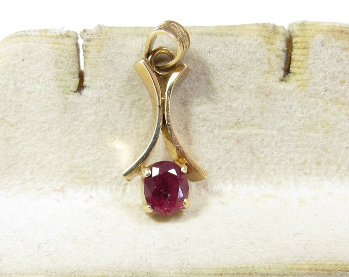 Lovely Solid 14k GOLD Pendant With Oval Red Natural RUBY - Etsy