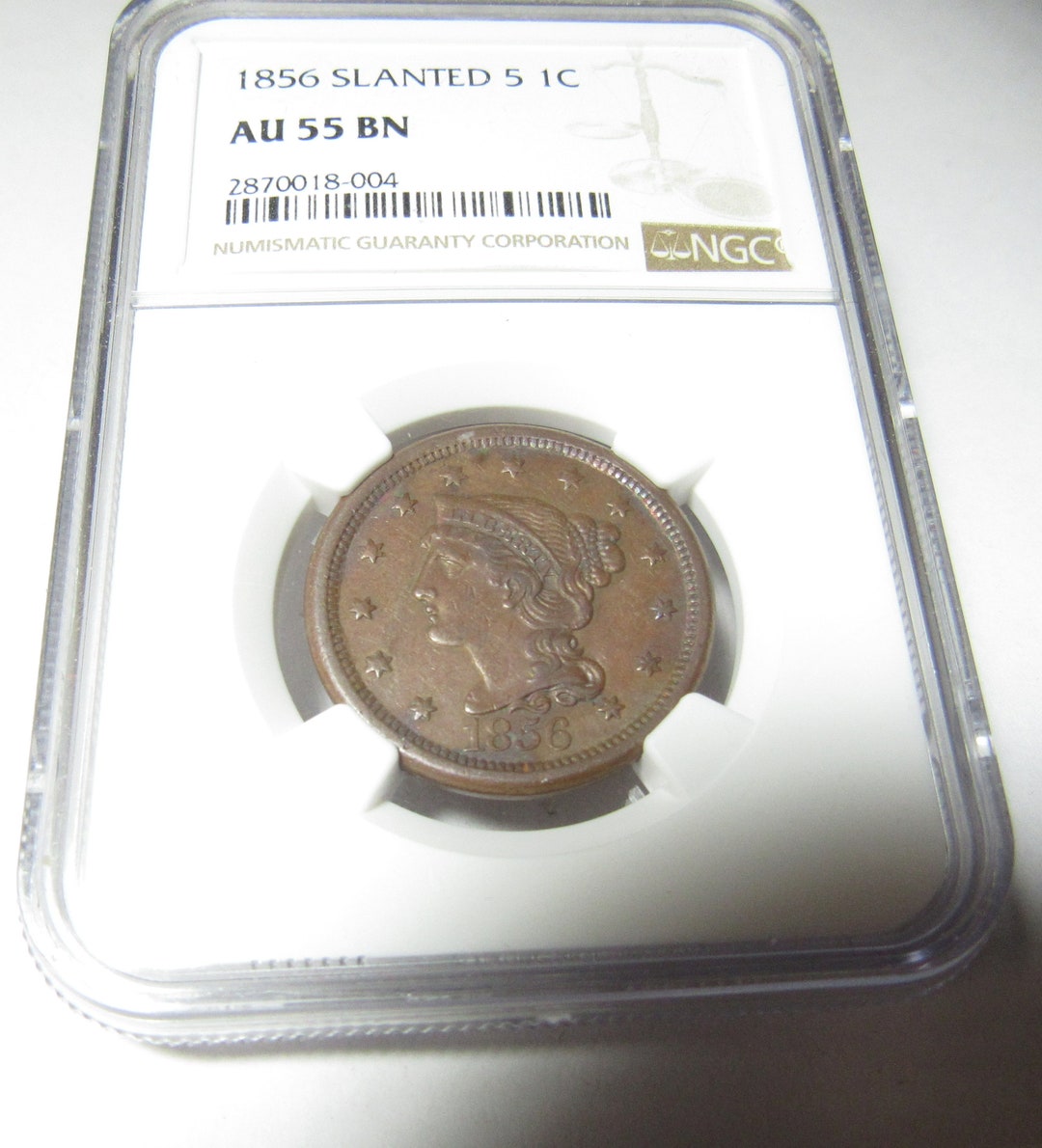 NGC 1856 Slanted 5 Large 1 Cent Copper United States Coin AU55 BN - Etsy