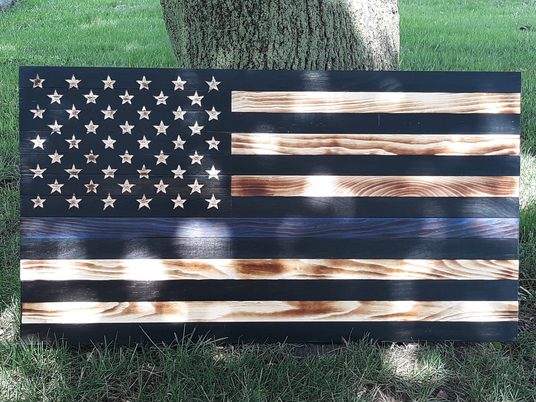 Thin Blue Line Wooden Flag - Etsy