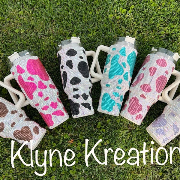 Cow Print Stanley Tumbler Rhinestone - Etsy