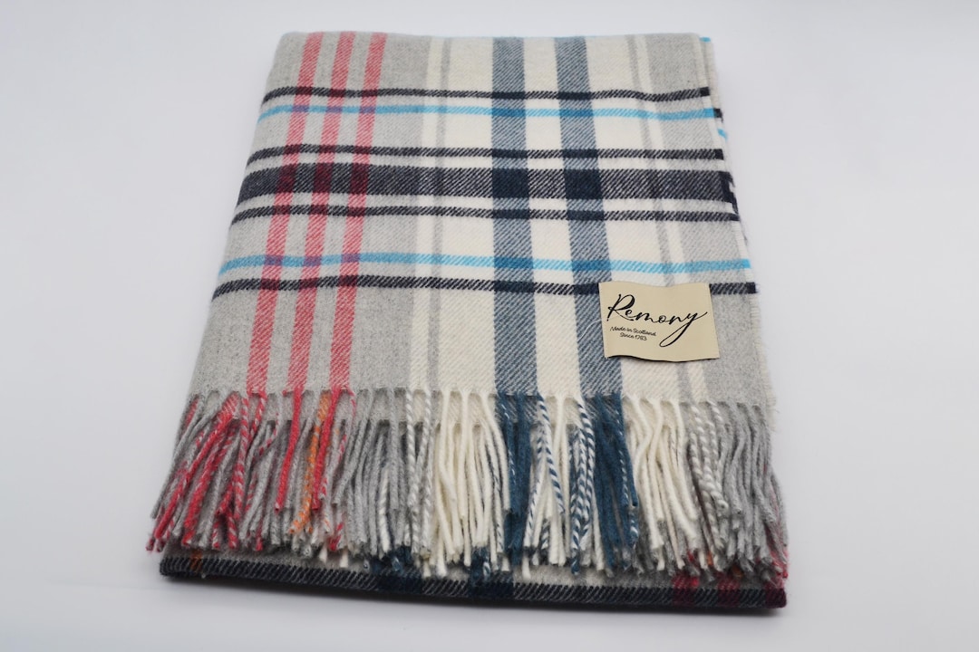 Pure Scottish Lambswool Grey Check Blanket/throw/finest Quality/made in ...