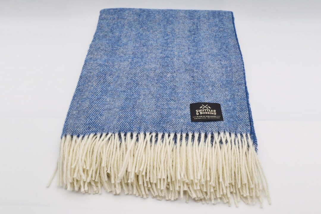 Pure New Wool Winter Ice Blue Throw/blanket/made in Yorkshire/uk - Etsy UK