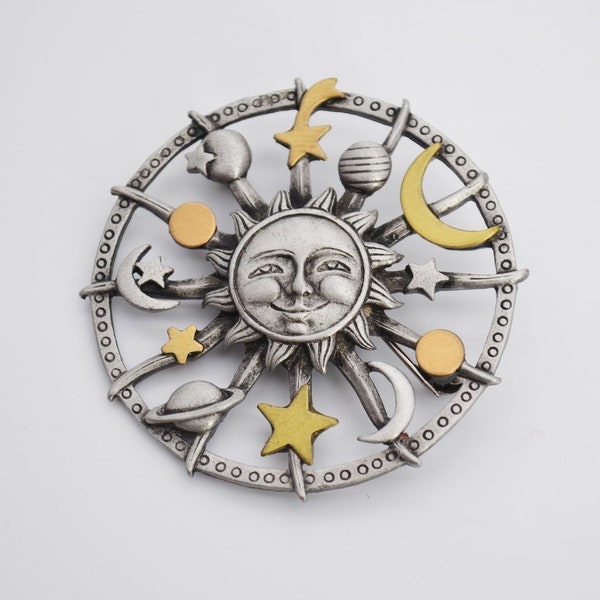 Silver Moon Brooch - Etsy