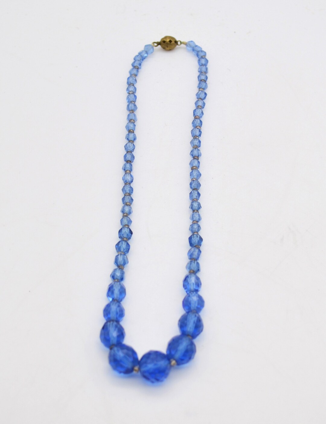 Vintage Sparkling Bright Blue Glass Bead Necklace - Etsy