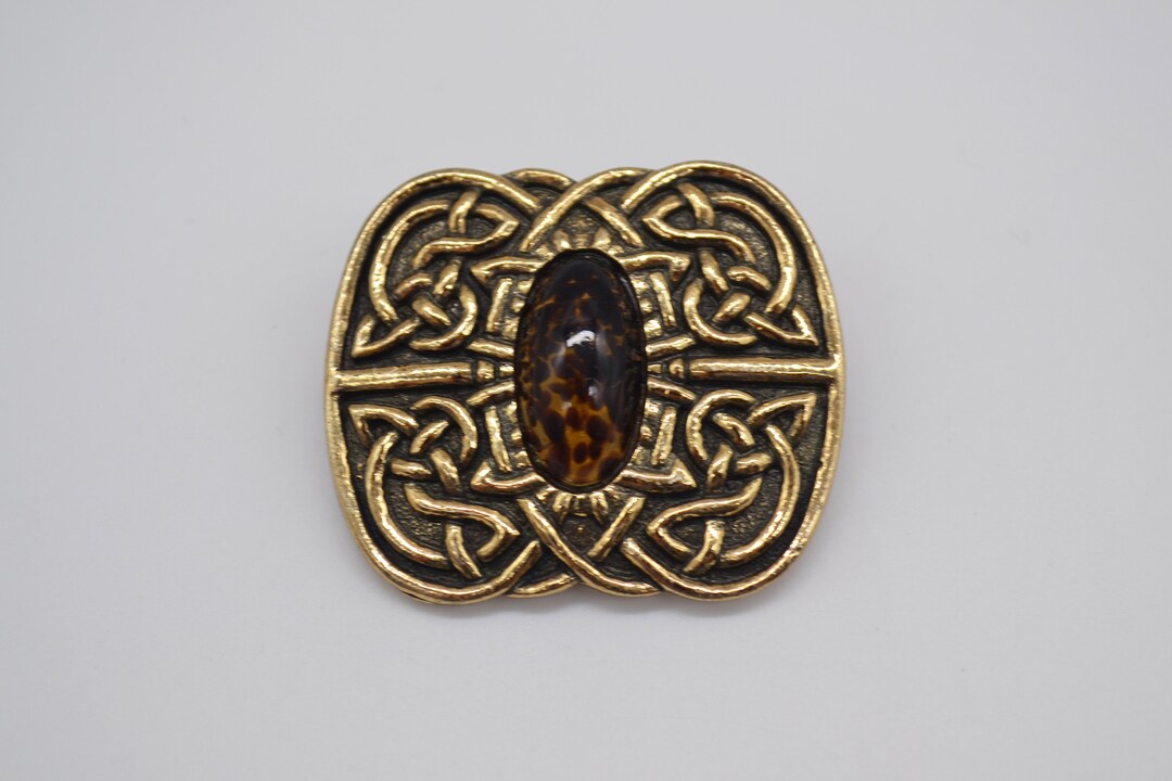 Vintage Celtic Scottish Amber Brooch/scarf/lapel Pin - Etsy