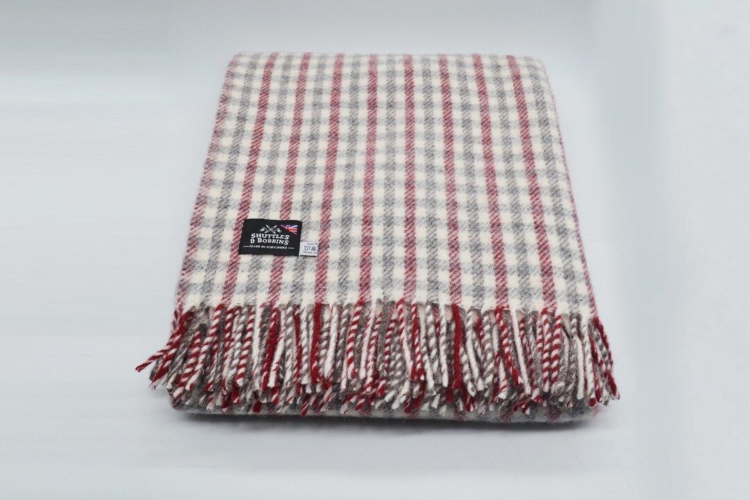 Pure New Wool Traditional Throw/blanket/red & Chestnut/made in ...