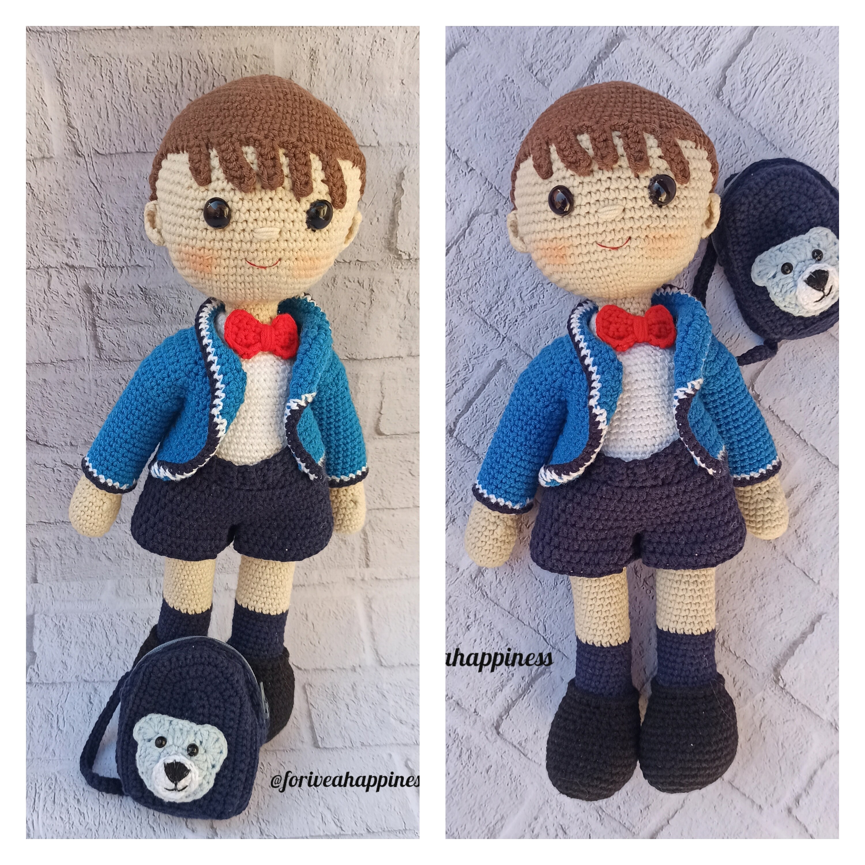 Crochet Boy Doll PATTERN Amigurumi Doll Pattern in a School Outfit ...