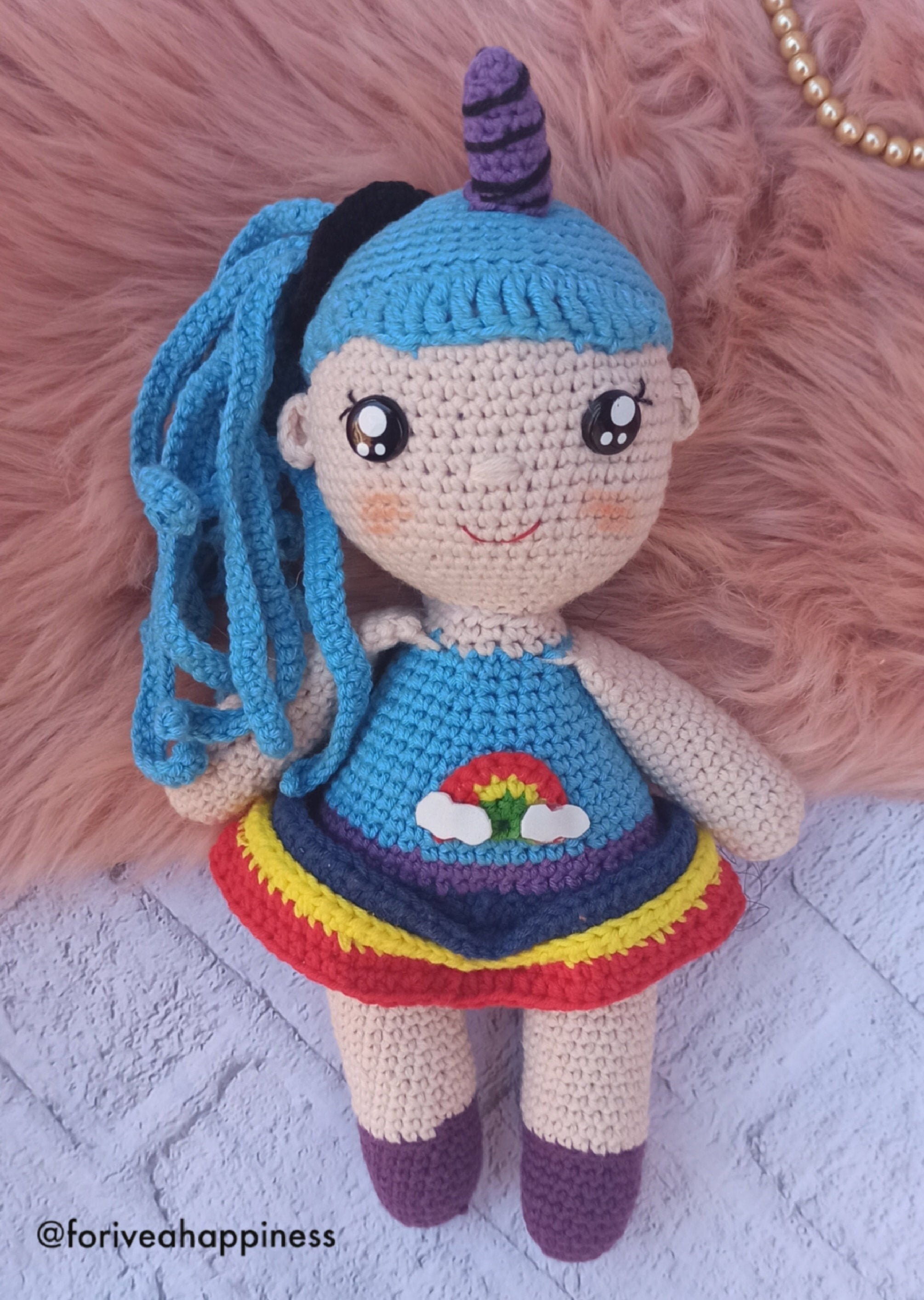 Ella Crochet Doll Pattern/ Amigurumi Rainbow Princess Doll/ - Etsy