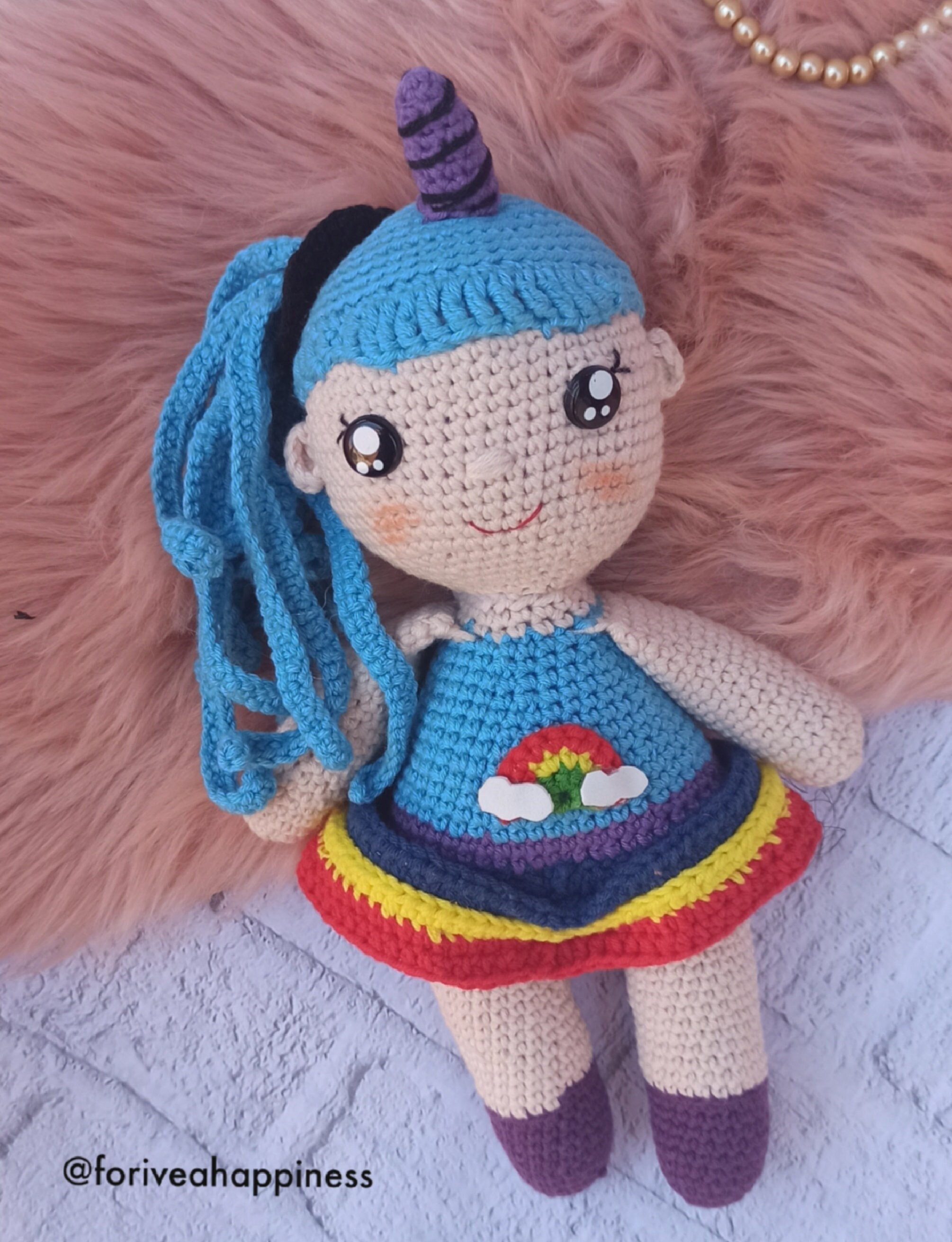 Ella Crochet Doll Pattern/ Amigurumi Rainbow Princess Doll/ - Etsy