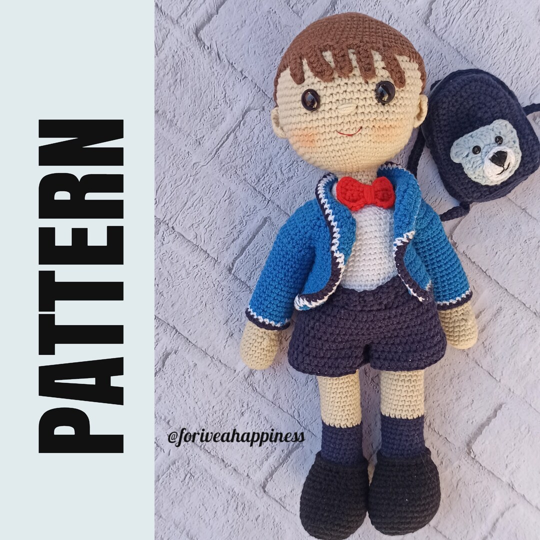 Crochet Boy Doll PATTERN Amigurumi Doll Pattern in a School Outfit ...