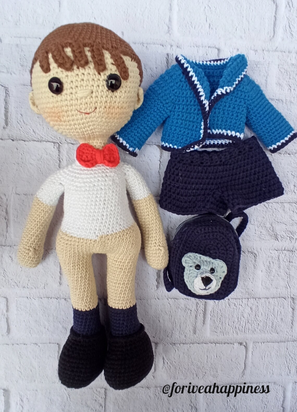 Crochet Boy Doll PATTERN Amigurumi Doll Pattern in a School Outfit ...