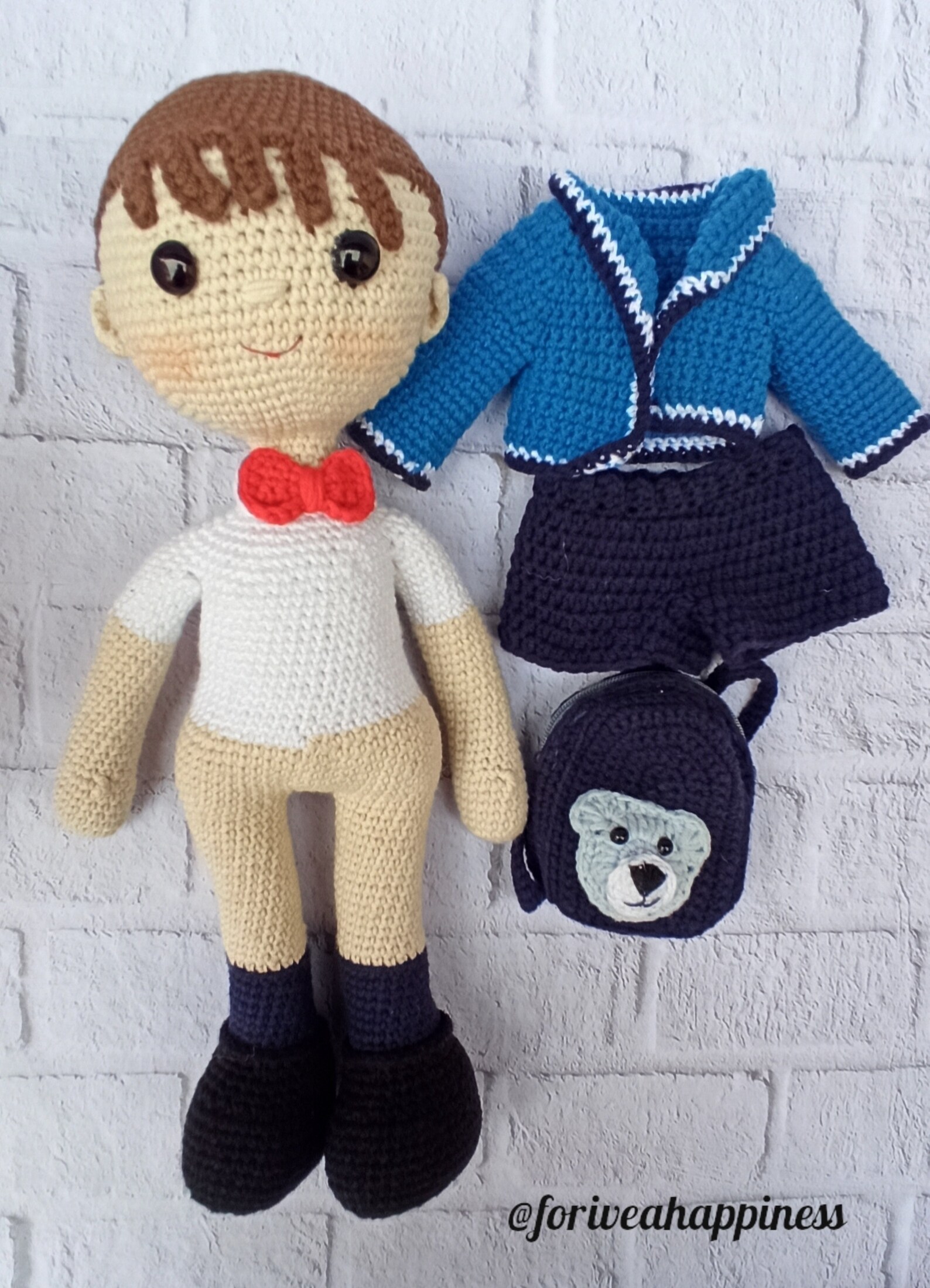 Crochet Boy Doll PATTERN Amigurumi Doll Pattern in a School Outfit ...