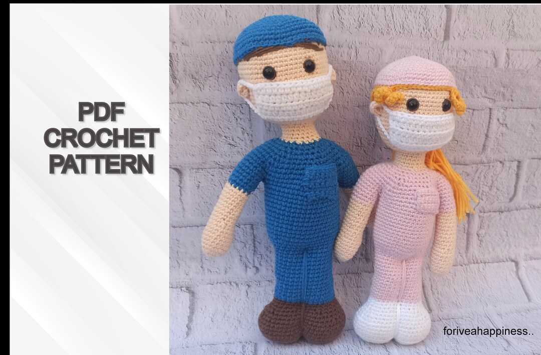 Crochet Doctor Pattern, Nurse Doll, Amigurumi Pattern, Frontline Heroes- PDF Crochet Pattern ...