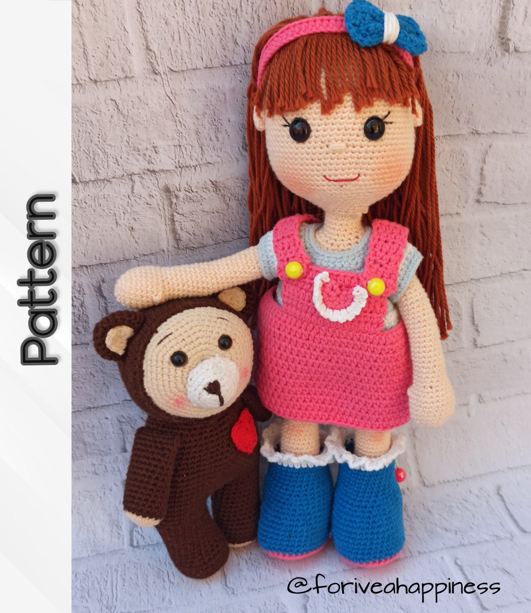 PATTERN BUNDLE Crochet Rainbow Ruby Doll Pattern Teddy Bear Choco ...