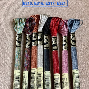 DMC 317W Light Effects Thread / 8 Skeins of DMC Light Effects, 32 ...