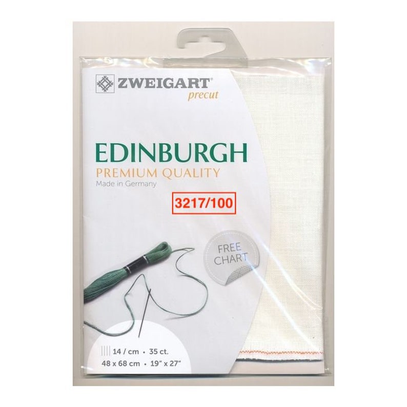 Zweigart / 35ct (14 St/cm) Precut Fabric Edinburgh Linen, 3217, 48x68cm ...
