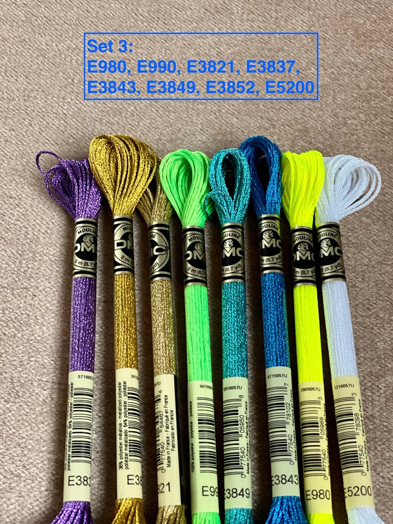 DMC 317W Light Effects Thread / 8 Skeins of DMC Light Effects, 32 ...