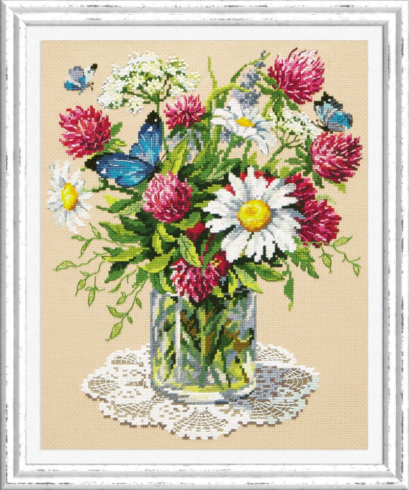 Magic Needle / 40-77 Bouquet 25 X 31 Cm / Cross Stitch Kit - Etsy