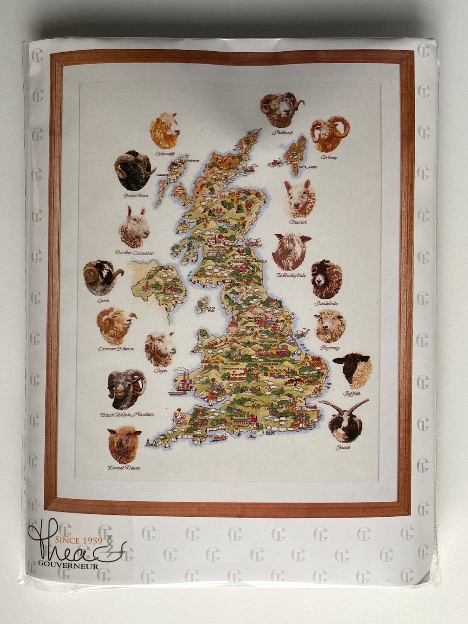 Thea Gouverneur / 1076A Sheep Map of Great Britain / Cross Stitch Kit ...