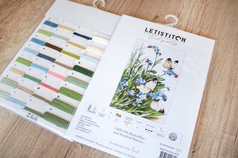 Letistitch / LETI 939 Butterflies and Bluebird Flowers / Cross Stitch ...